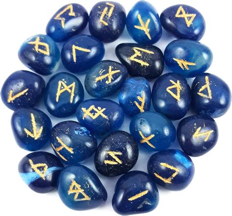 Runas Ágata Azul Conjunto de Piedras rúnicas Runas de Cristal Vikingo