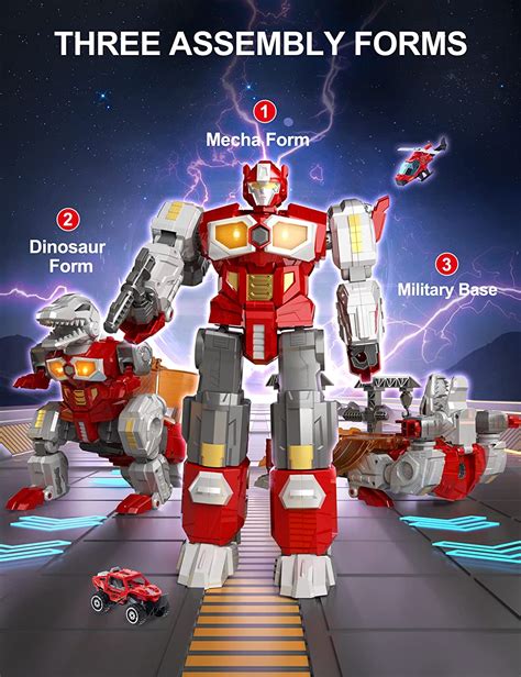 Transforming Toys Dinosaur Robot Action Figures Magnetic Assemblin Miebely