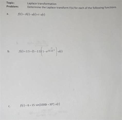 Solved Topic Problem Laplace Transformation Determine The Chegg
