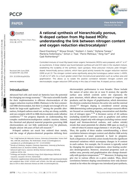 Pdf A Rational Synthesis Of Hierarchically Porous N Doped Carbon