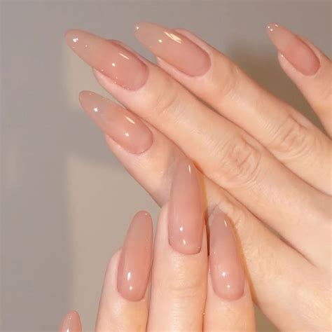 Celebrity Star Long Almond Beige Everyday Press On Nails Rainyroses