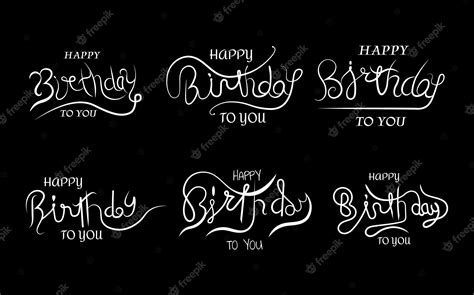 생일 축하합니다 텍스트 세트 생일 축하 레터링 디자인 벡터 템플릿 프리미엄 벡터