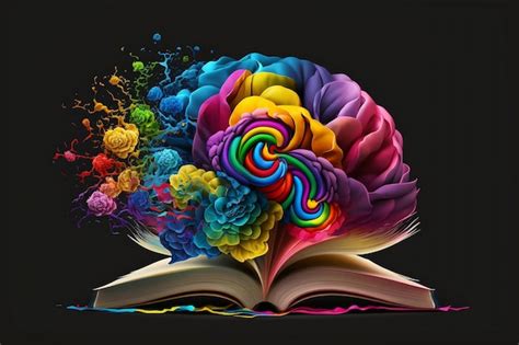 Libro Abierto Con Un Cerebro Creativo Colorido Aislado Sobre Fondo