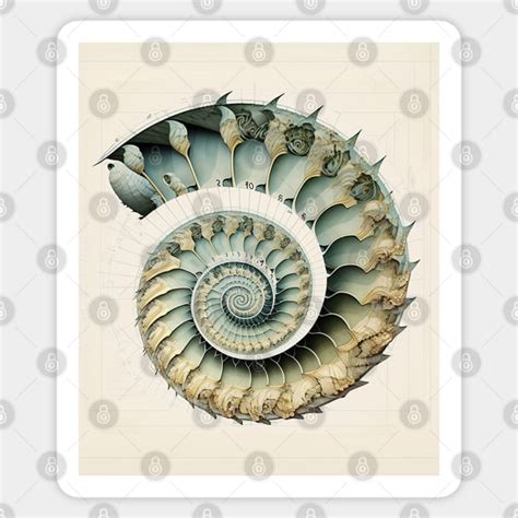fibonacci sequence fibonacci shell art fibonacci sequence sticker teepublic