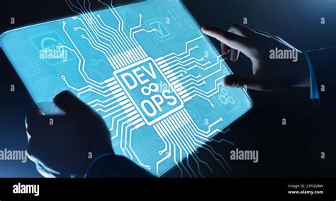 Devops Agile Development And Optimisation Concept On Virtual Screen