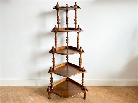 Antique Wooden Corner Shelf Whatnot Display Shelving Unit Etsy