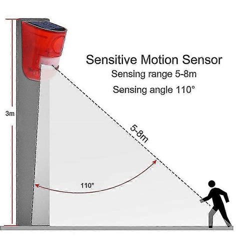 Solar Sound Alert Flash Warning Sound And Light Alarm Motion Sensor 110