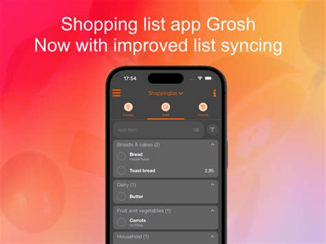 Shopping List App Grosh With Improved List Syncing Grosh