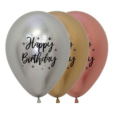 Happy Birthday Metallic Assorted Balloons 12pk