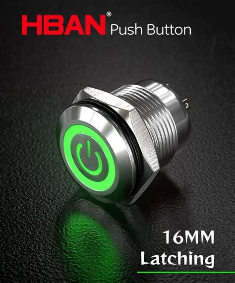 Short Style 16mm Push Buttons Switch Mini Ip67 1no1nc Latching Ring And