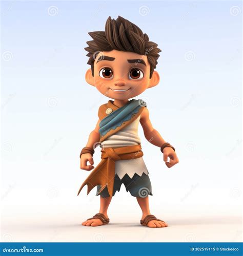 3d Aiden Full Body With Pompadour Hairstyle On White Background Stock