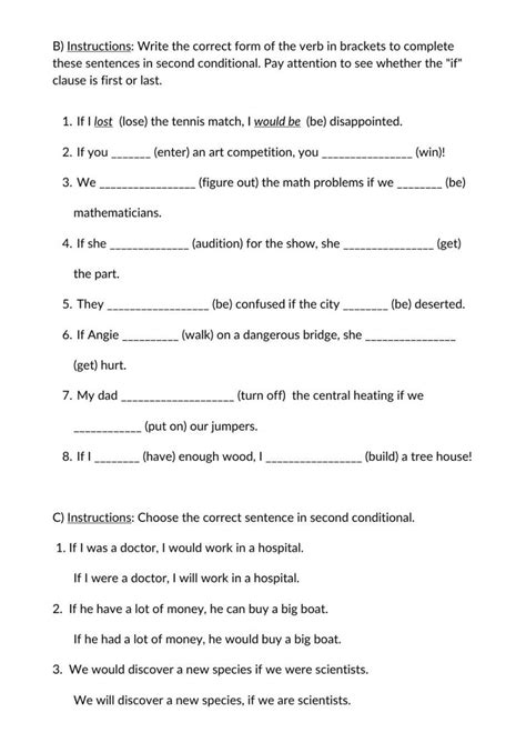 Second Conditional Interactive Worksheet For Grade 6 Worksheets English As A Second Language