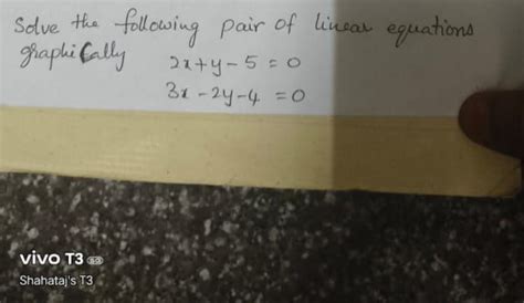solve the following pair of linear equations graphically begin{array}