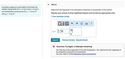 Solved Part A A Particle Located At A Point Within A Fluid Chegg