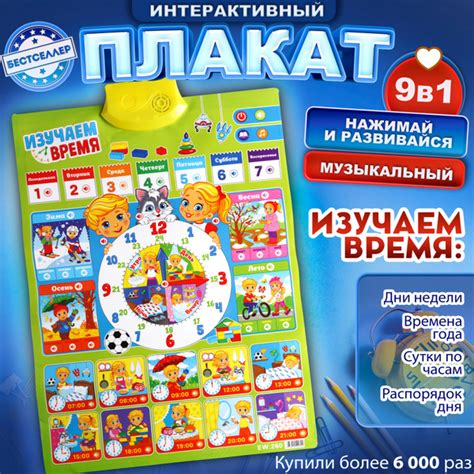 Обучающий интерактивный плакат "Изучаем время" для детей / Детская ...