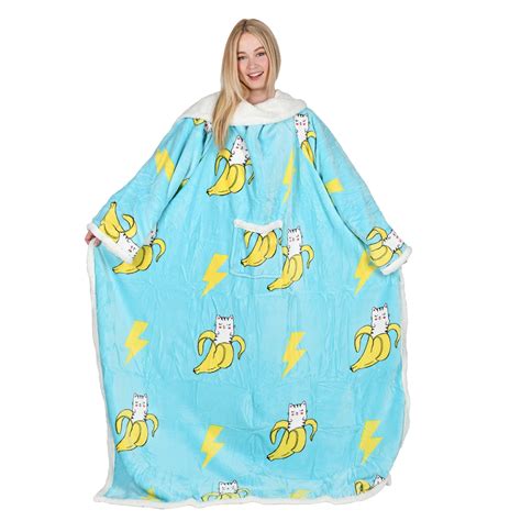 Catalonia Sherpa Wearable Fleece Throws Blanket With Sleeves And Large