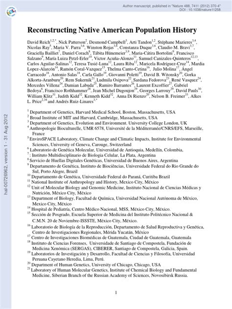 Reconstructing Native American Populatio Pdf Indigenous Peoples Of