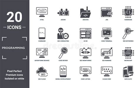 Conjunto De Iconos De Programación Incluir Elementos Creativos Como