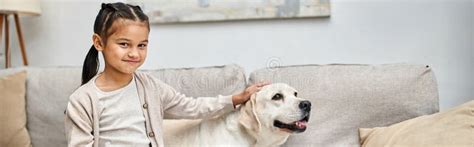 Happy Girl Sitting On Sofa And Stock Image Image Of Cozy Caucasian