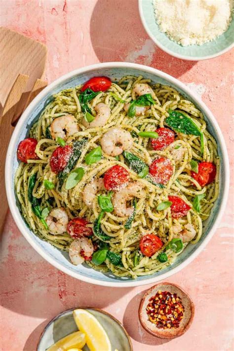 Shrimp Pesto Pasta Recipe The Mediterranean Dish