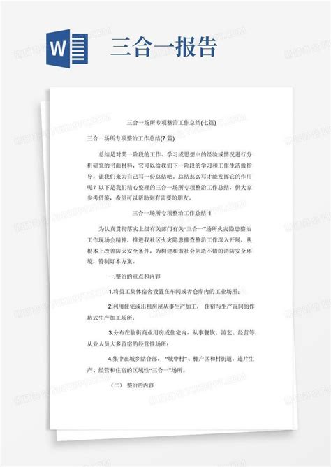 三合一场所专项整治工作总结七篇word模板下载编号lvmeapvw熊猫办公