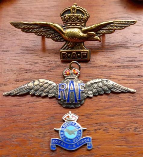 Vintage Wwii Era Raf Pathfinder Cap Badge And Enamel Pendant And Silver