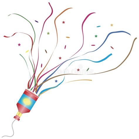 Exploding Party Poppers With Confetti Vector Illustration Stock Vector