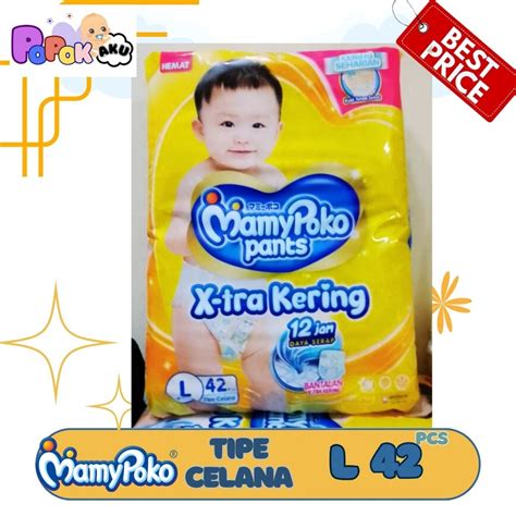 Jual MamyPoko Pants X Tra Kering L 42 Popok Celana Shopee Indonesia