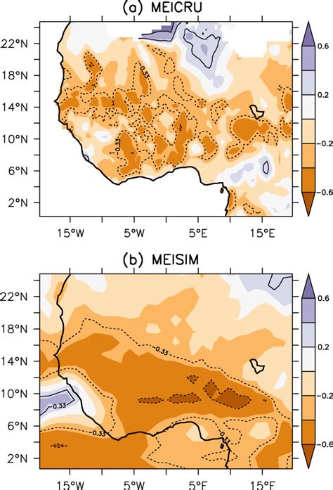 Correlation Coefficient Between Mei And Precipitation In A Cru