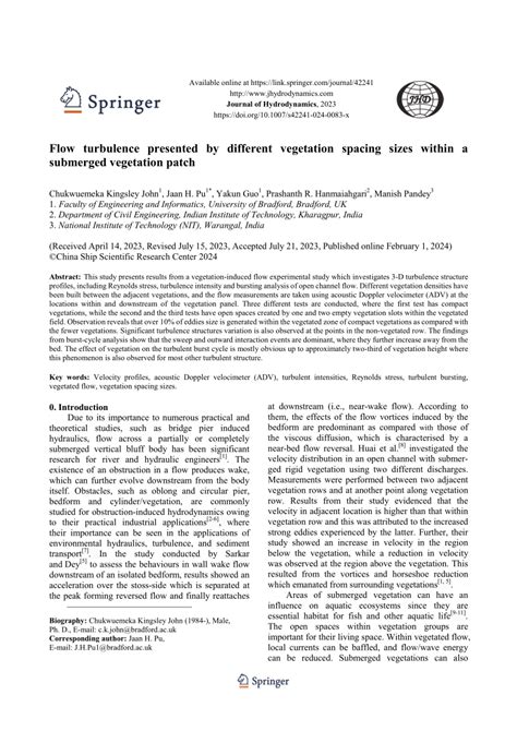 Pdf Flow Turbulence Presented By Different Vegetation Spacing Sizes