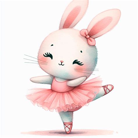 Premium Photo Cute Little White Rabbit Ballerina In Pink Tutu