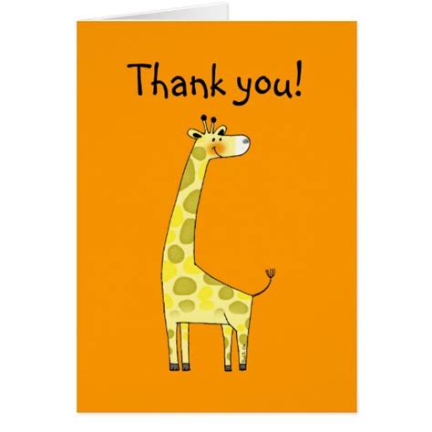 Cute Giraffe Thank You Card Zazzle