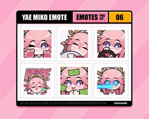 Genshin Yae Miko Emote Pack Twitch Emote Discord Emote Etsy