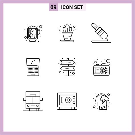 9 Thematic Vector Outlines And Editable Symbols Of Decision Flip Jack Laptop Monitor Editable
