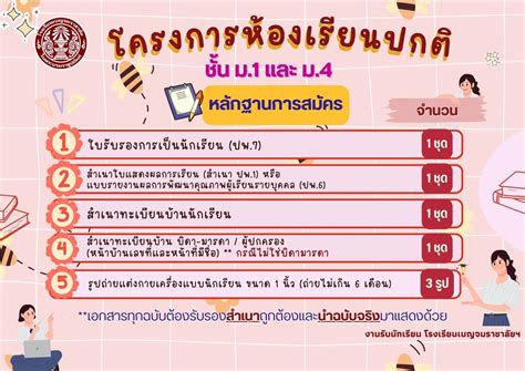 การรับสมัครนักเรียนเข้าศึกษาต่อชั้นมัธยมศึกษาปีที่ 1 และ ชั้นมัธยมศึกษา