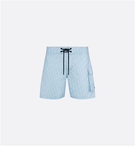 泳装短裤 蓝色色块科技面料 Oblique 印花 Dior