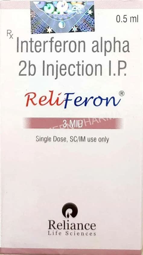 Reliance Reliferon Interferon Alpha 2b Injection 30 Mcg 0 5 Ml At ₹ 590 Vial In Nagpur