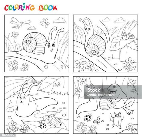색칠 하기 놀이 어린이를 위한 재미 있는 달팽이의 만화 그림 개구리에 대한 스톡 벡터 아트 및 기타 이미지 개구리 개미 검은색 Istock