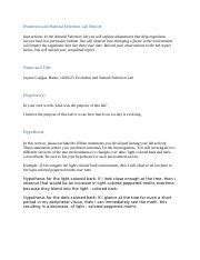 Evolution And Natural Selection Lab Report Analysis Course Hero