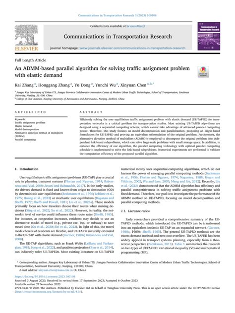Parallel Algorithm For Traffic Assignment Pdf Algorithms Applied Mathematics