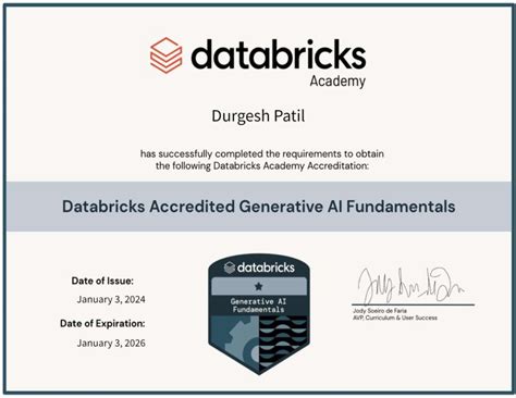 Received Databricks Accredited Generative Ai Fundamentals 🎓 Learned A