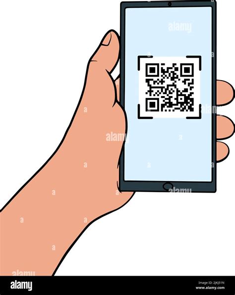 Hand Holding A Mobile Phone With Qr Code On The Screen Qr Code Scanning In Smartphone In Line