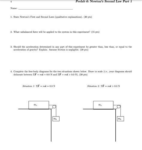 Solved 4 Prelab 6 Newton S Second Law Part 1 Name 1 State Chegg