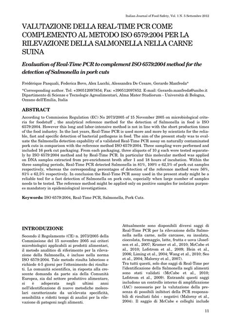 Pdf Evaluation Of Real Time Pcr To Complement Iso 6579 2004 Method For The Detection Of