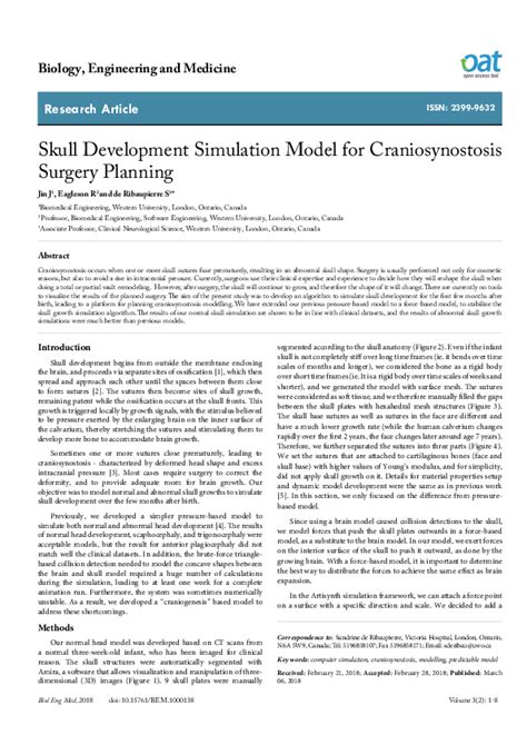 Pdf Skull Development Simulation Model For Craniosynostosis Surgery