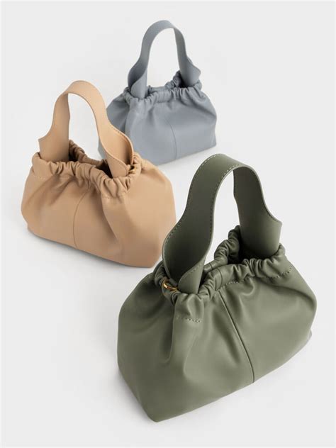 Beige Ally Ruched Slouchy Bucket Bag Charles And Keith Sg