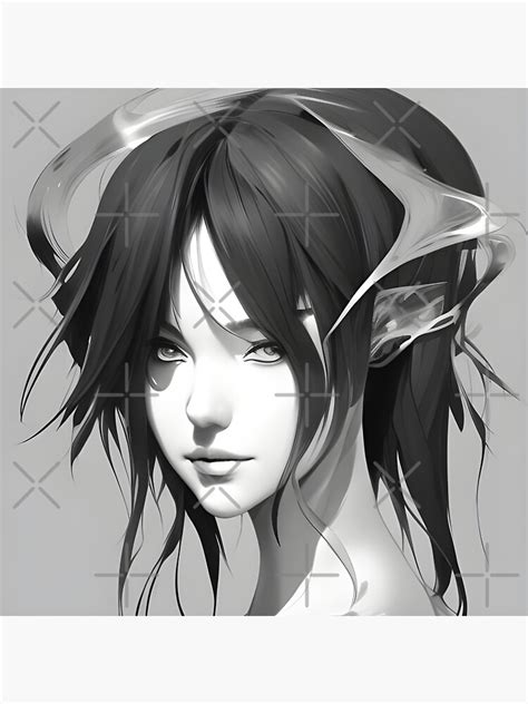 Beaux Animes Art Girl In Black And White Design Sticker For Sale By