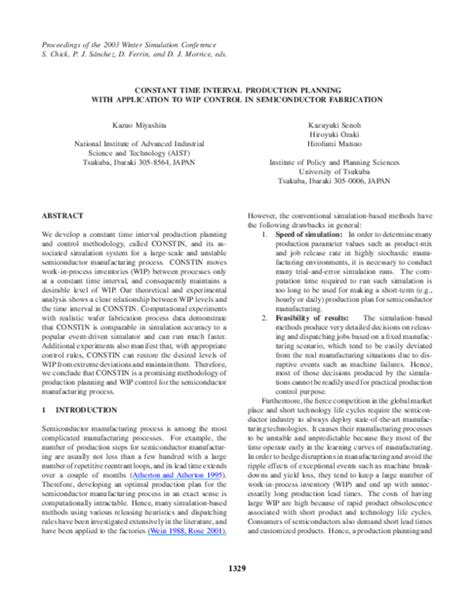 Pdf Factory Scheduling And Dispatching Constant Time Interval Production Planning With