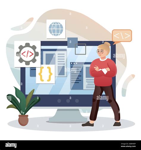 Programming Isolated Flat Style Colored Illustration School Lessons Learning Programming