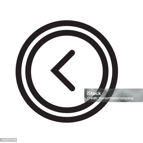 둥근 왼쪽된 버튼 아이콘 벡터 기호와 기호 왼쪽된 버튼 로고 개념 라운드 흰색 배경에 고립 고리 사슬에 대한 스톡 벡터 아트 및